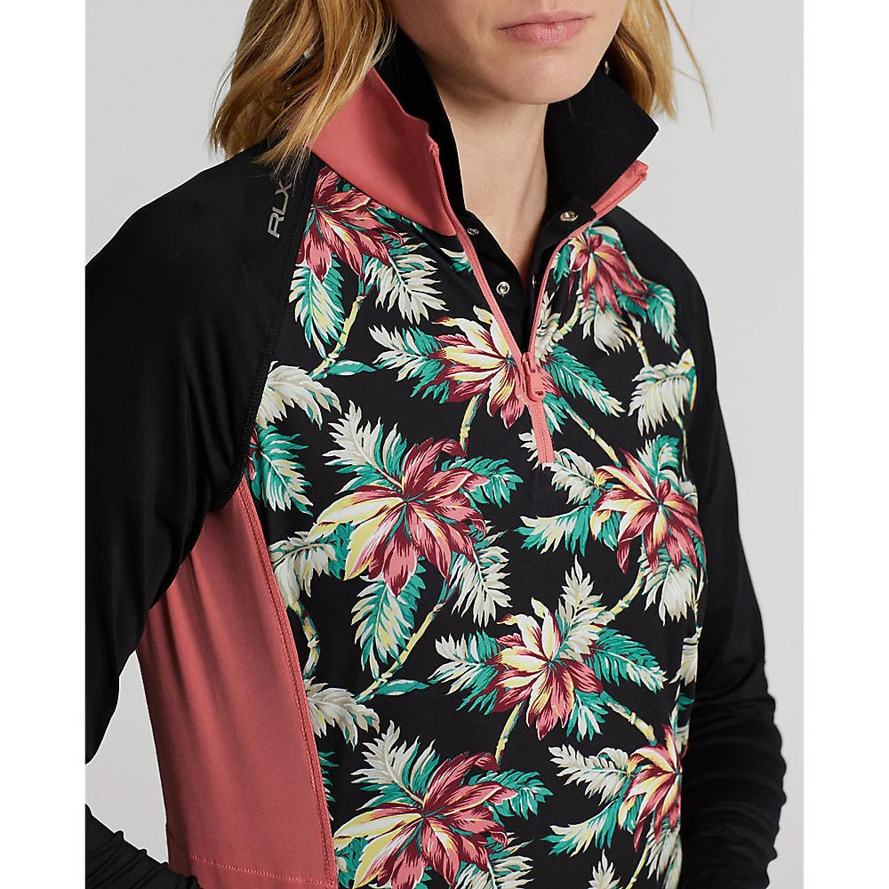 RLX Ralph Lauren Women's UV Jersey 1/4 Zip Pullover - Island Bamboo Fl ...